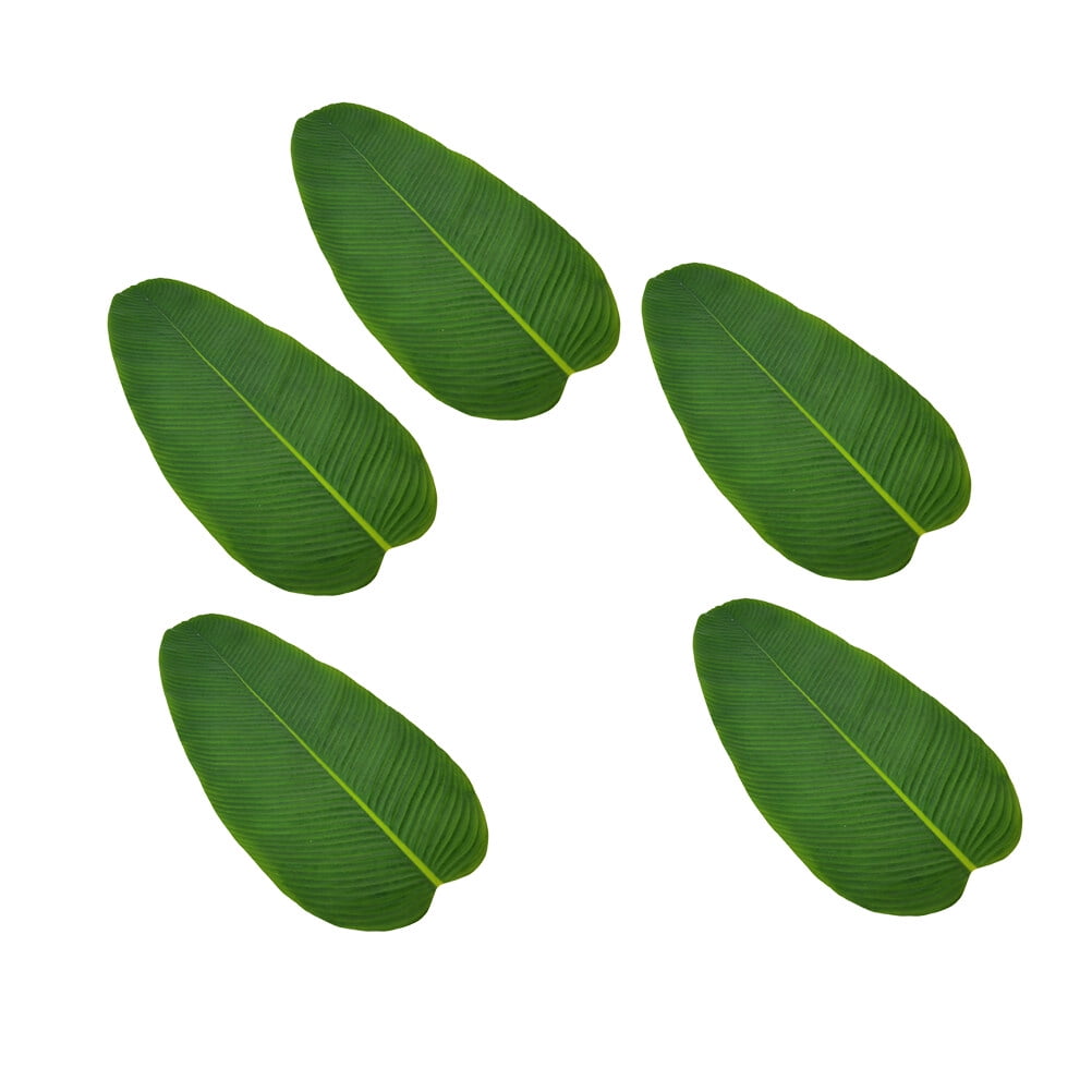 WORGEOUS 5 Pcs Banana Leaf Artificial Canna Tropical Leaves Party ...