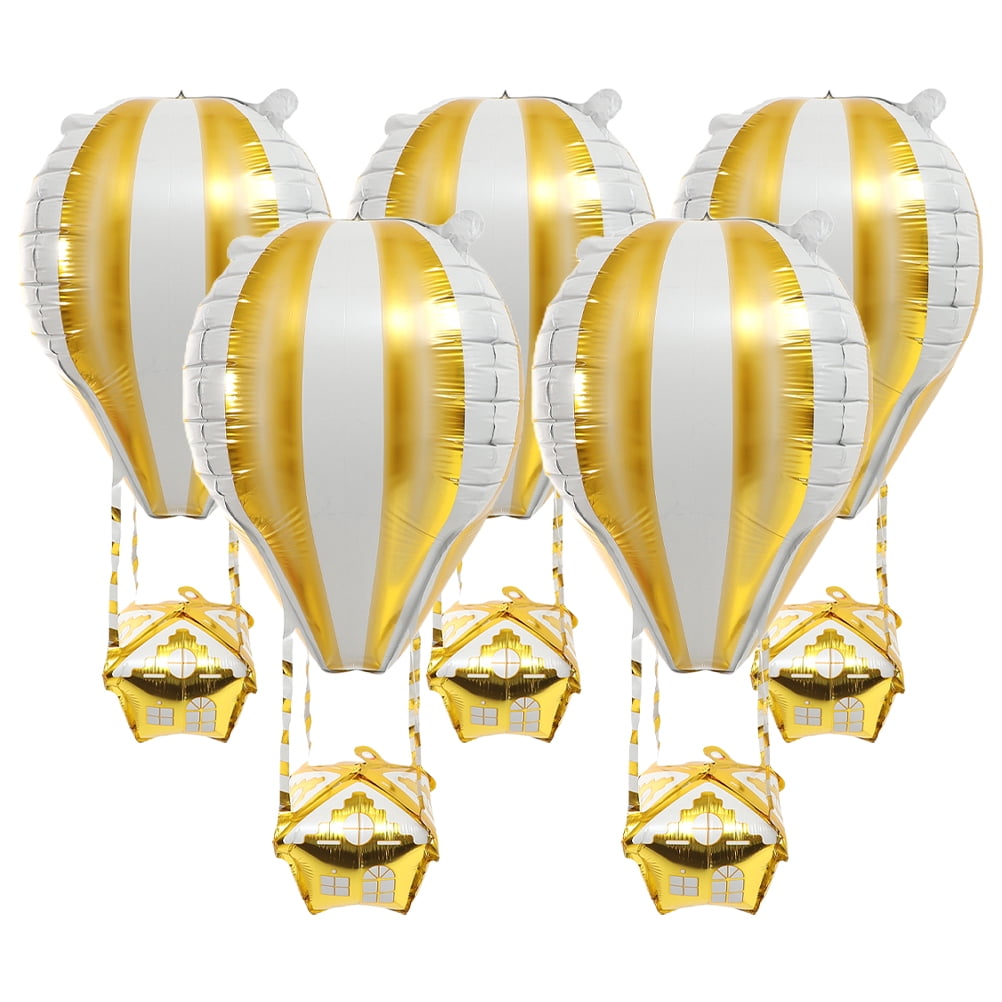 GETAJGHSD 5Pcs Golden Hanging Hot Air Balloons Decor Aluminum Foil ...