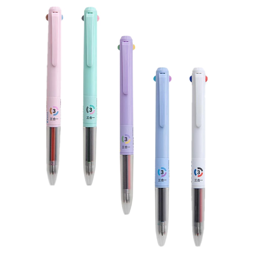 WORGEOUS 5 Pcs Three Color Gel Pen Ballpoint Black Pens Flair Drawing ...