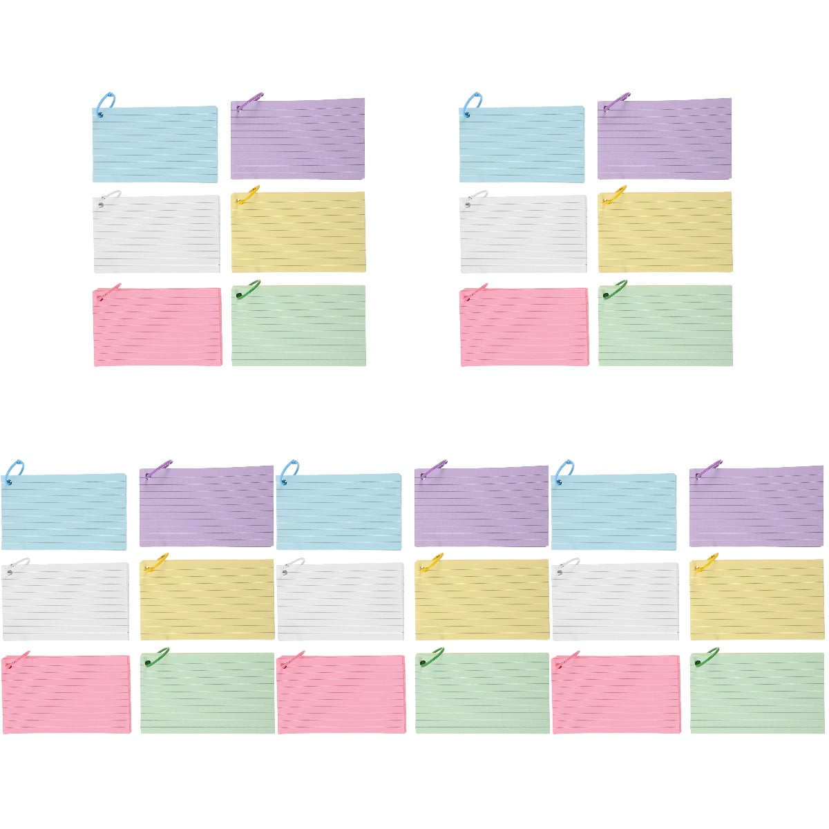 WORGEOUS 5 Sets Flash Cards for Studying Blank Index Note Cards Punched ...