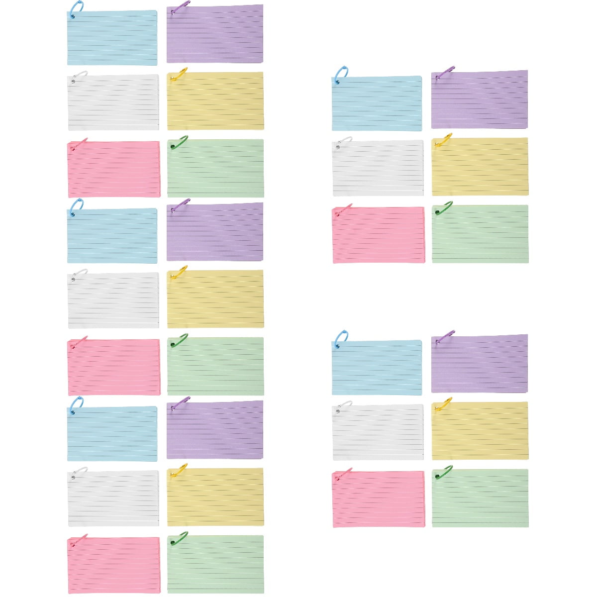 WORGEOUS 5 Sets Index Cards with Holes Punched Flash Cards with Rings ...