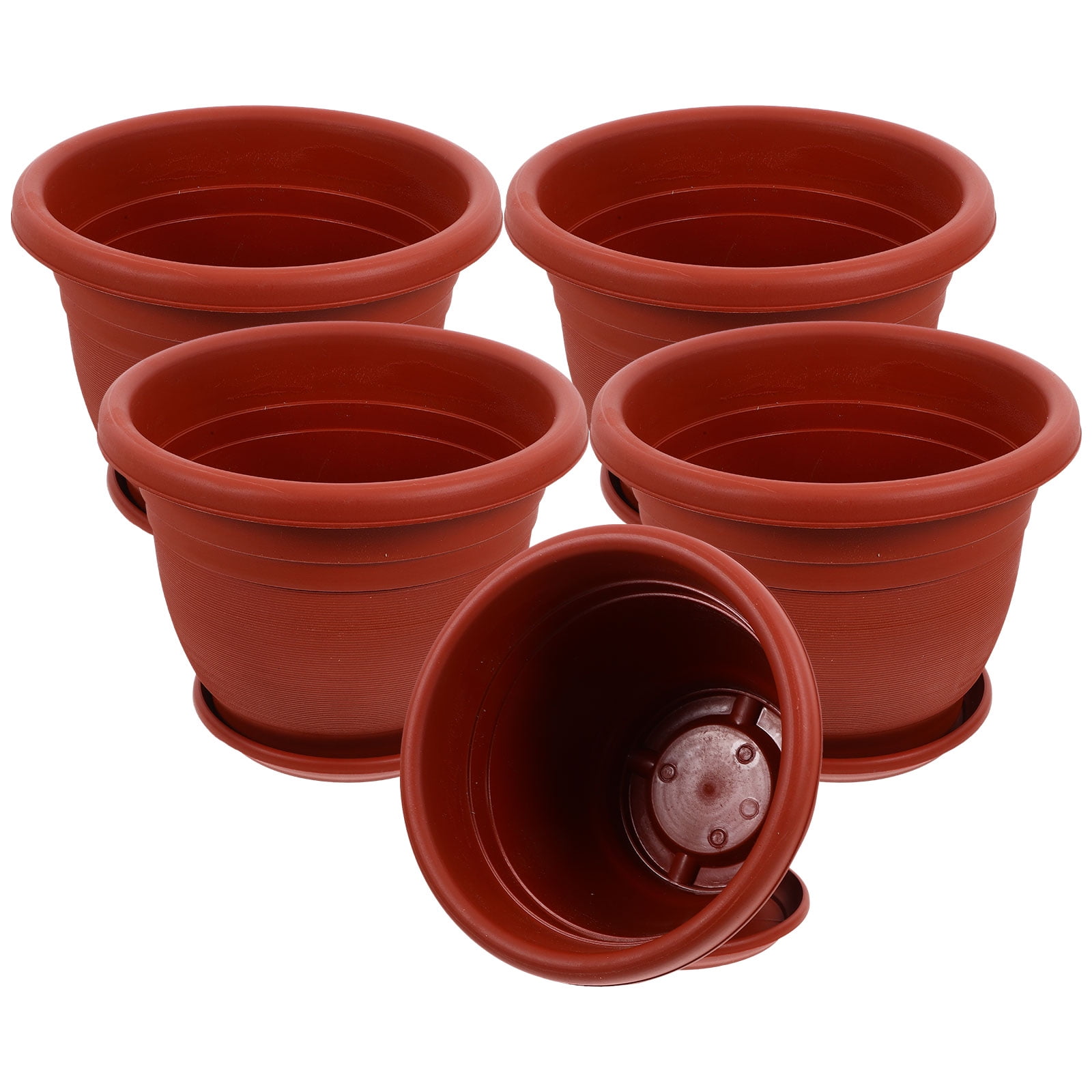 WORGEOUS 5 Sets of Drainable Flowerpot Round Plant Pot Plants Growing ...