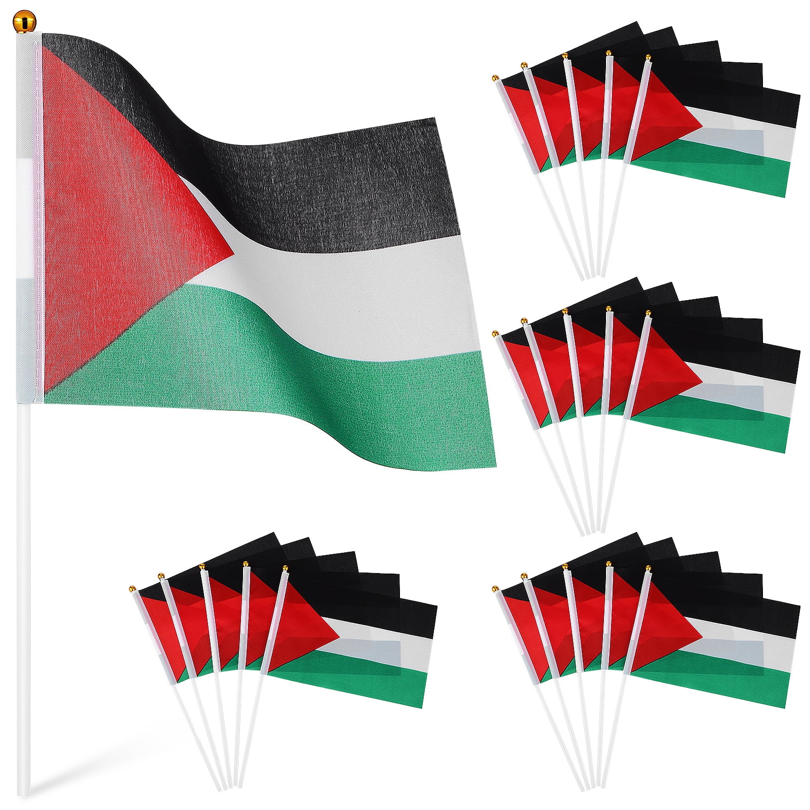 WORGEOUS 50 Pcs American Flag Small with Stick Flags Palestine Hand ...