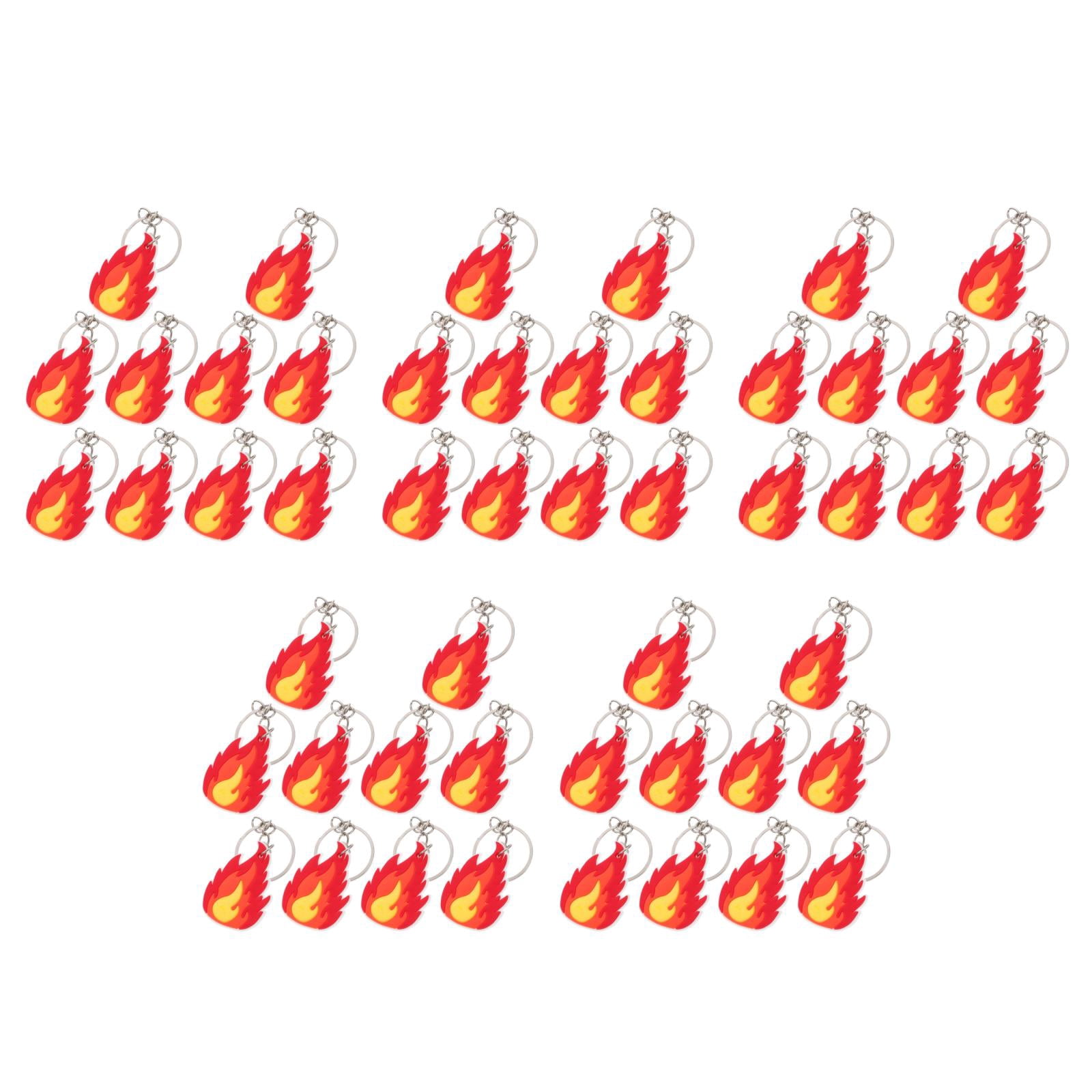 WORGEOUS 50 pcs Flame Fire Charms Firefighter Party Favors Keychain ...