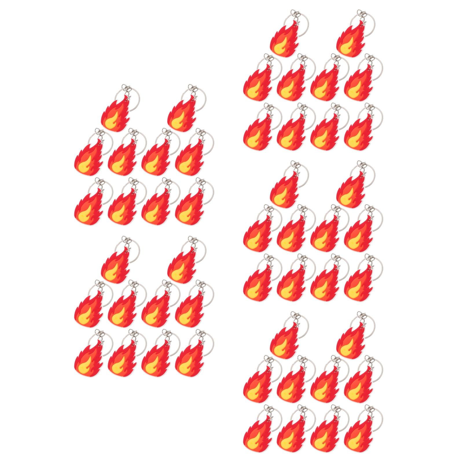 WORGEOUS 50 pcs Flame Fire Key Rings Firefighter Keychain Firefighter ...