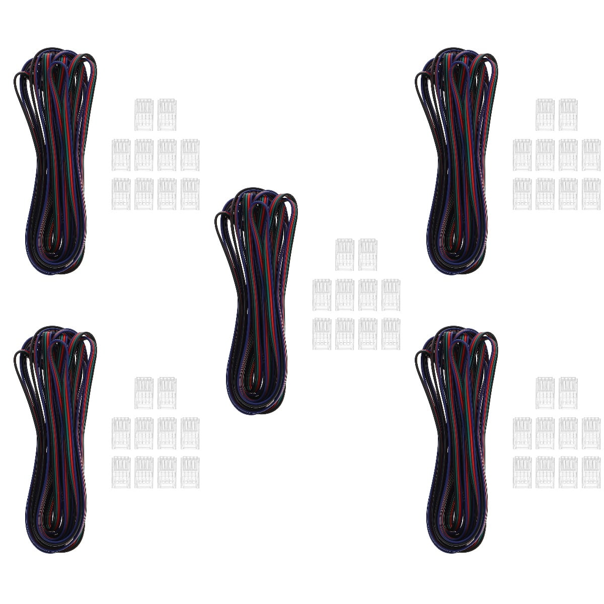 WORGEOUS 50 pcs Professional LED Connectors 4 Pin RGB LED Connectors ...