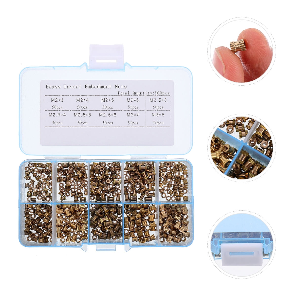 WORGEOUS 500Pcs Internal Thread Knurled Nuts Brass Thread Insert ...