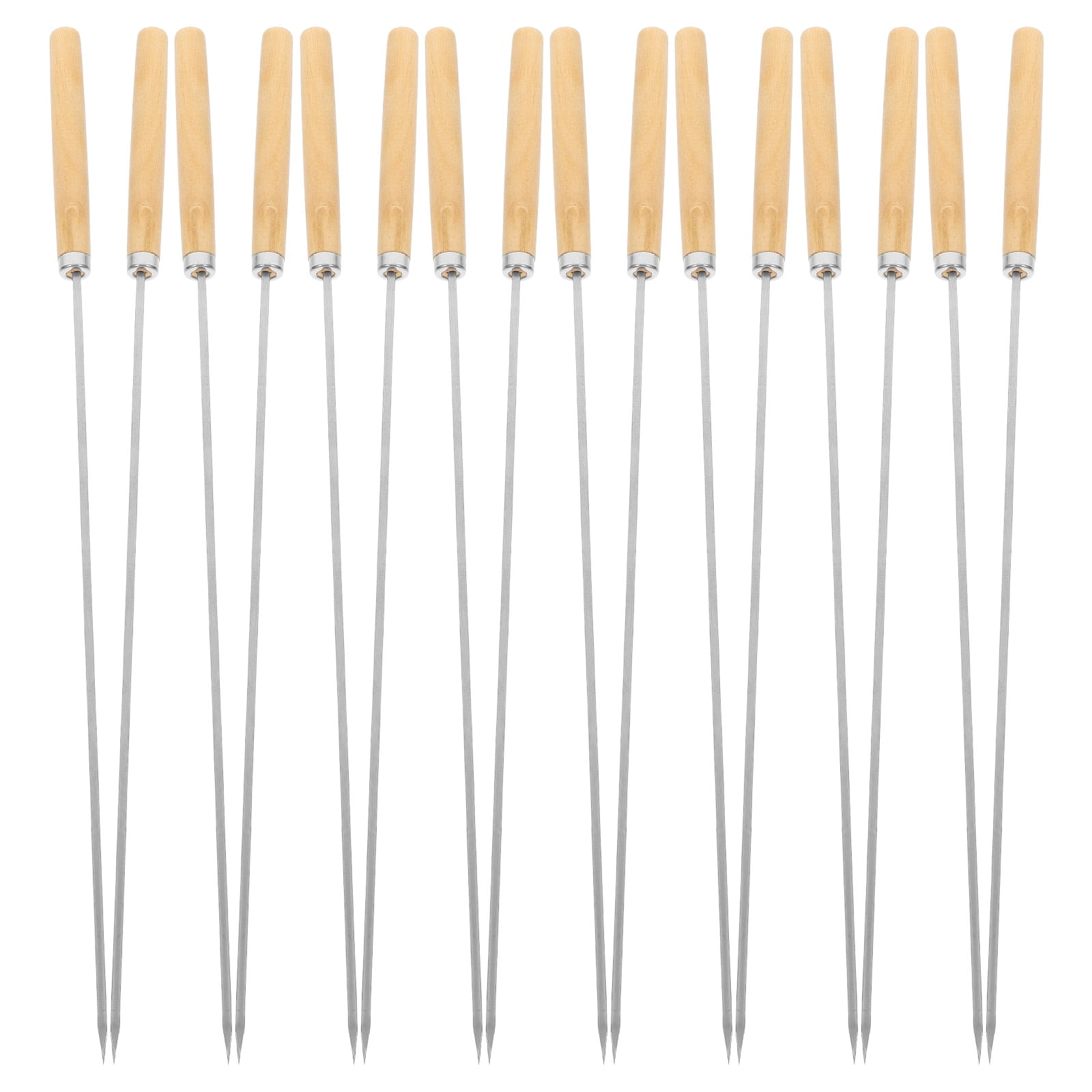 WORGEOUS 50pcs Stainless Steel Skewers With Wood Handle Heavy Duty ...