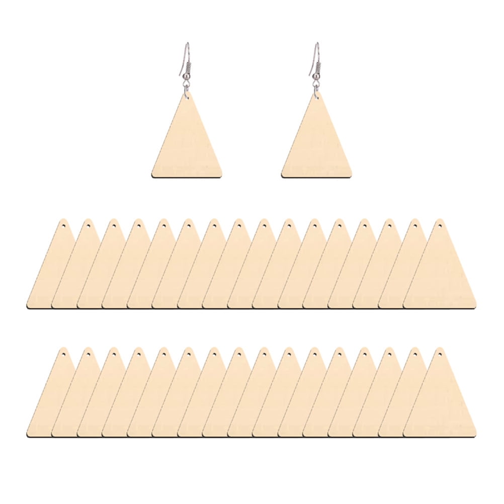 WORGEOUS 50pcs Unfinished Wooden Earrings Blanks Natural Wood Geometric ...