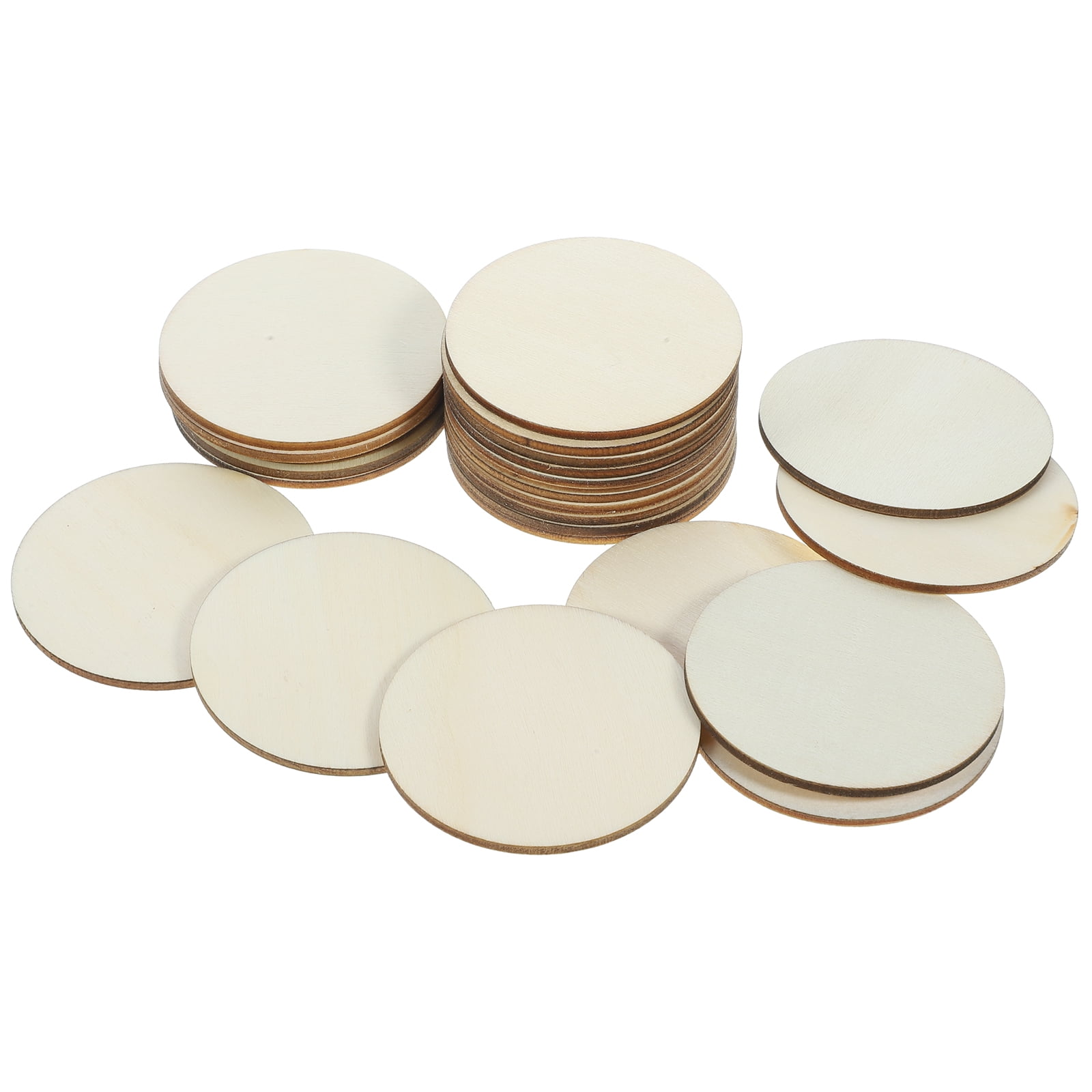 WORGEOUS 50pcs Wooden DIY Wafer Small Round Disc Diy Wooden Small Wafer ...