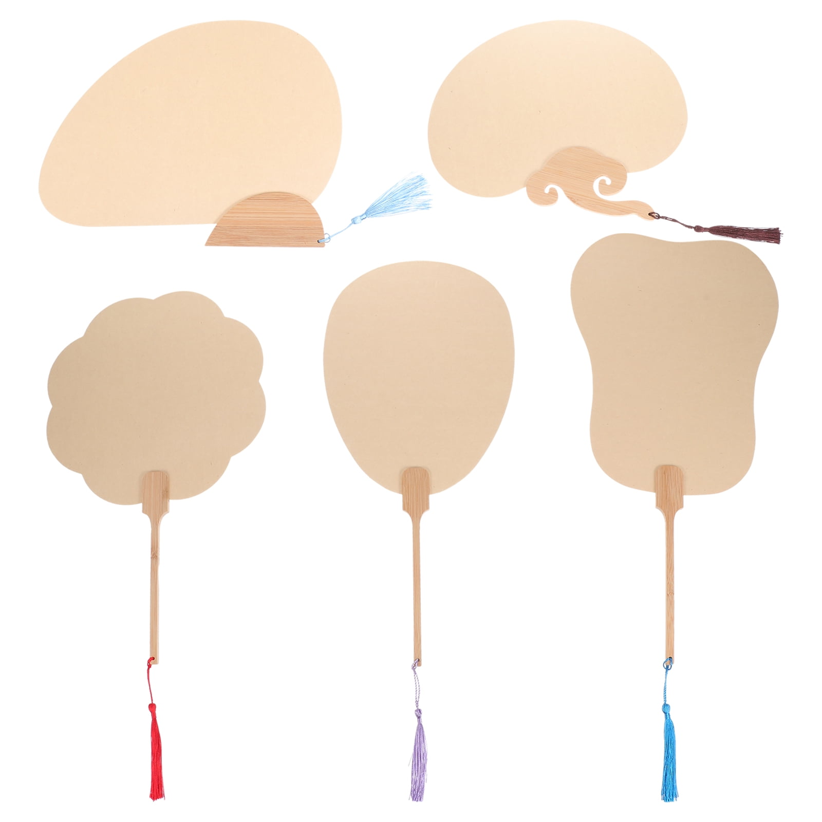 WORGEOUS 5Pcs Chinese Round Fans Creative Kids Graffiti Fans Blank ...