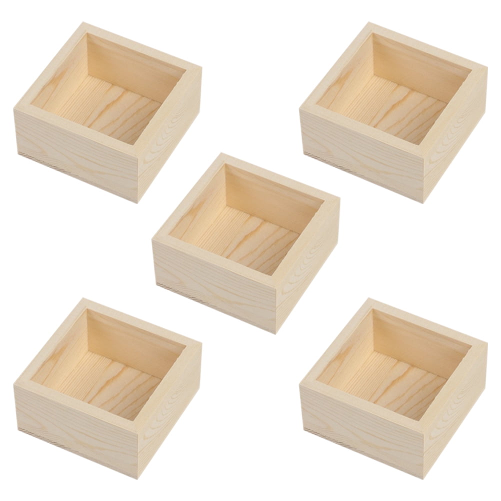 WORGEOUS 5Pcs Unfinished Bonsai Box Small Wooden Boxes Rustic Square ...