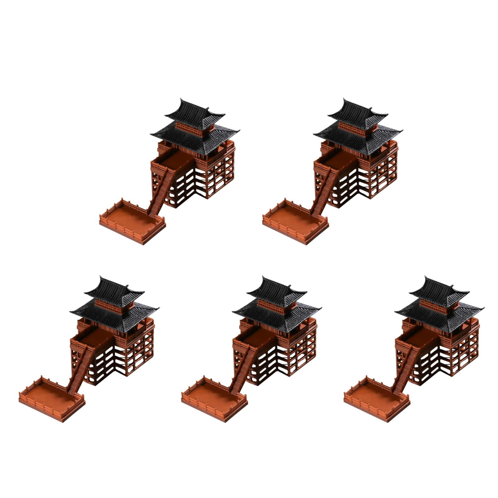 WORGEOUS 5pcs Chinese Stilted Building Statue Micro Landscape ...
