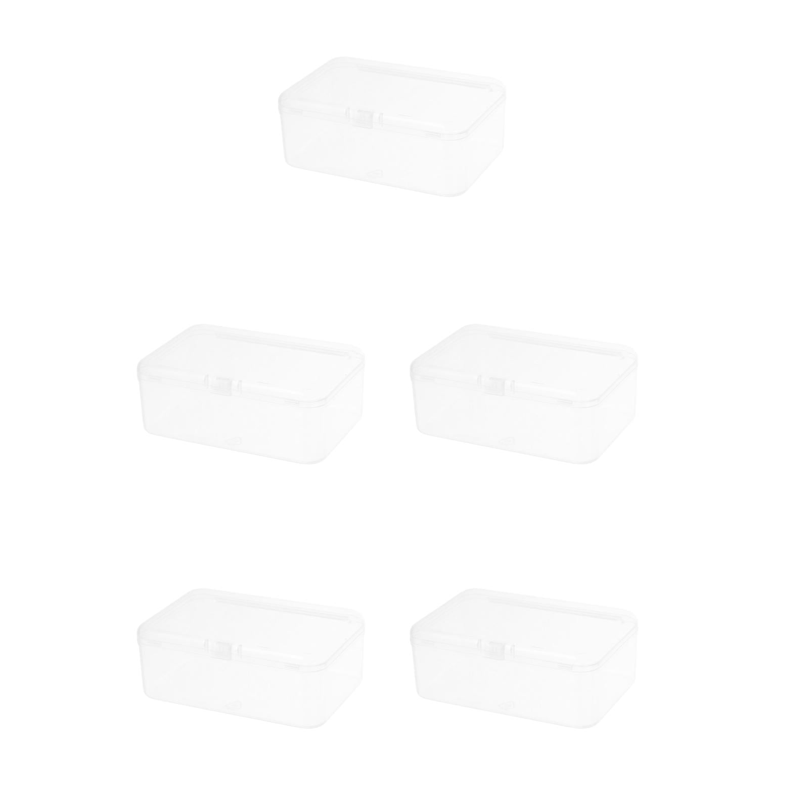 WORGEOUS 5pcs Clear Plastic Storage Box with Hinged Lid for Small Items ...