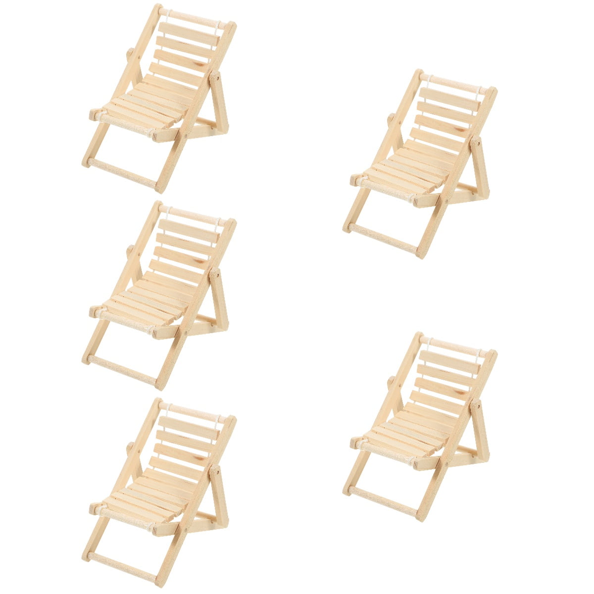 WORGEOUS 5pcs Doll House Miniature Beach Chair Model Micro Landscape ...