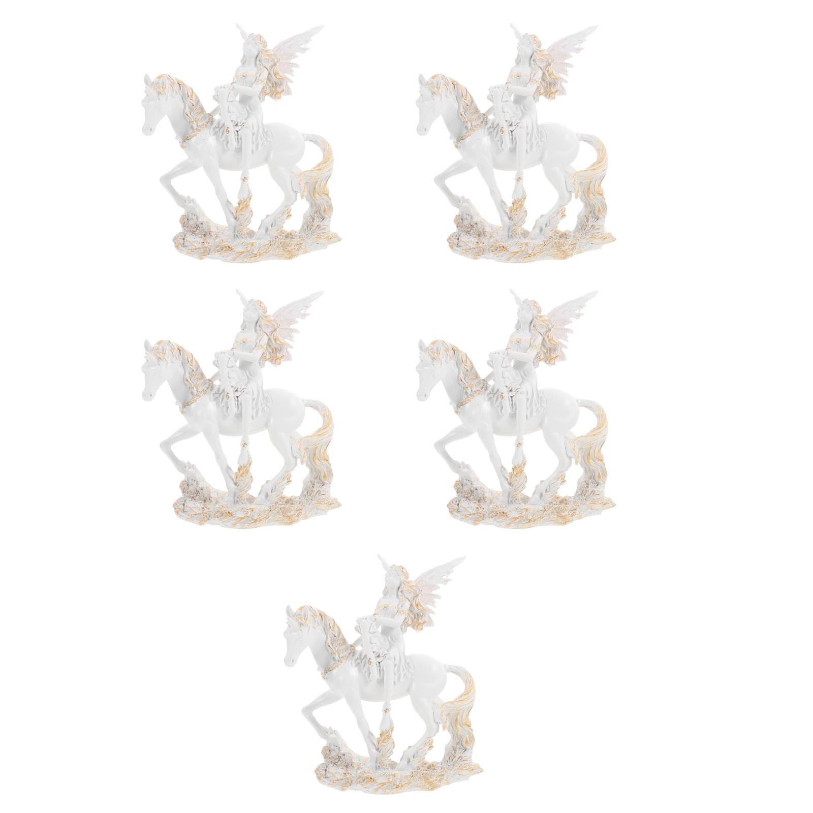 WORGEOUS 5pcs Exquisite Angel Resin Sculpture Beautiful Angel Riding ...