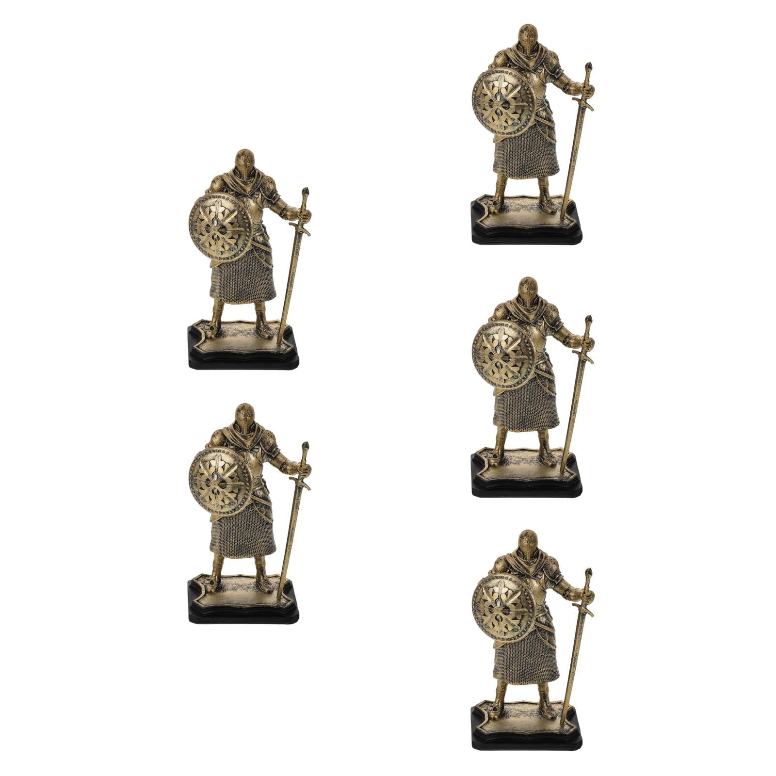 WORGEOUS 5pcs Knight in soldier Resin Statue Vintage Soldier Figurines ...
