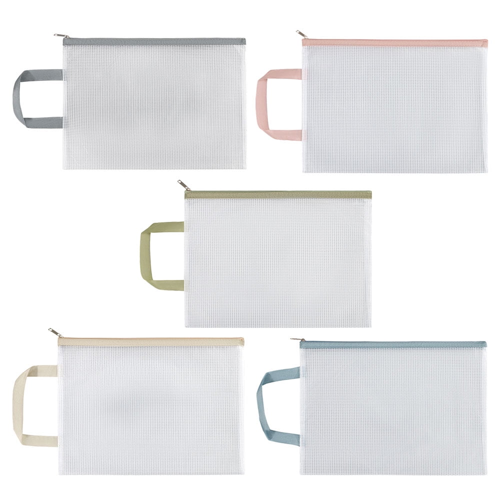 WORGEOUS 5pcs Mesh Zipper Pouch A4 Size Handheld Document Zipper Pouch ...