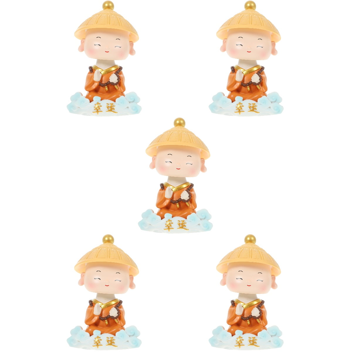 WORGEOUS 5pcs Resin Little Monk Sculptures Car Dashboard Miniature Monk ...