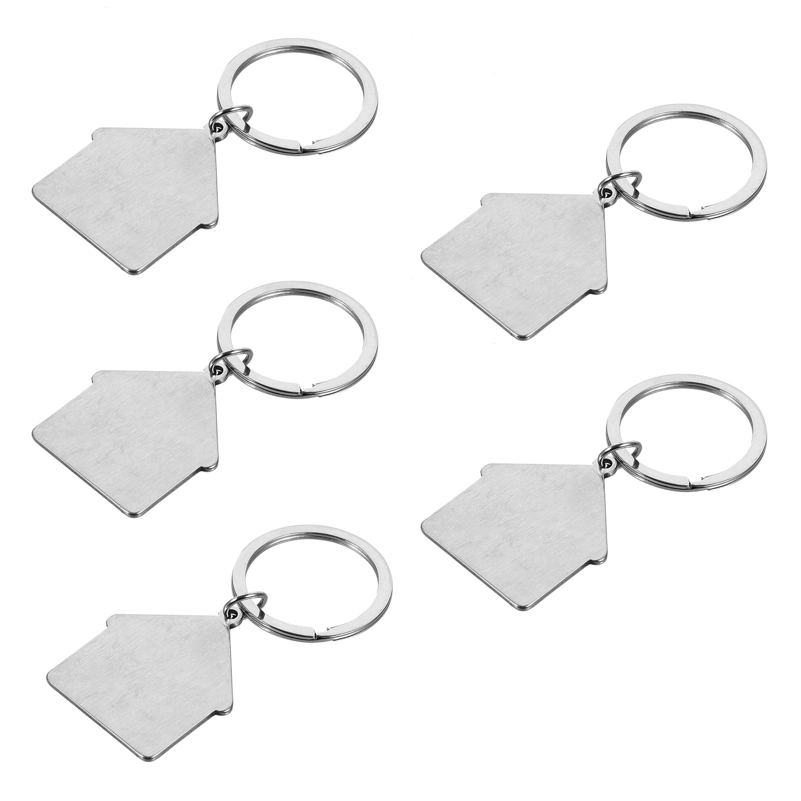 5pcs Key Chain Blanks for DIY Handicraft Stainless Steel Silver Perfect ...