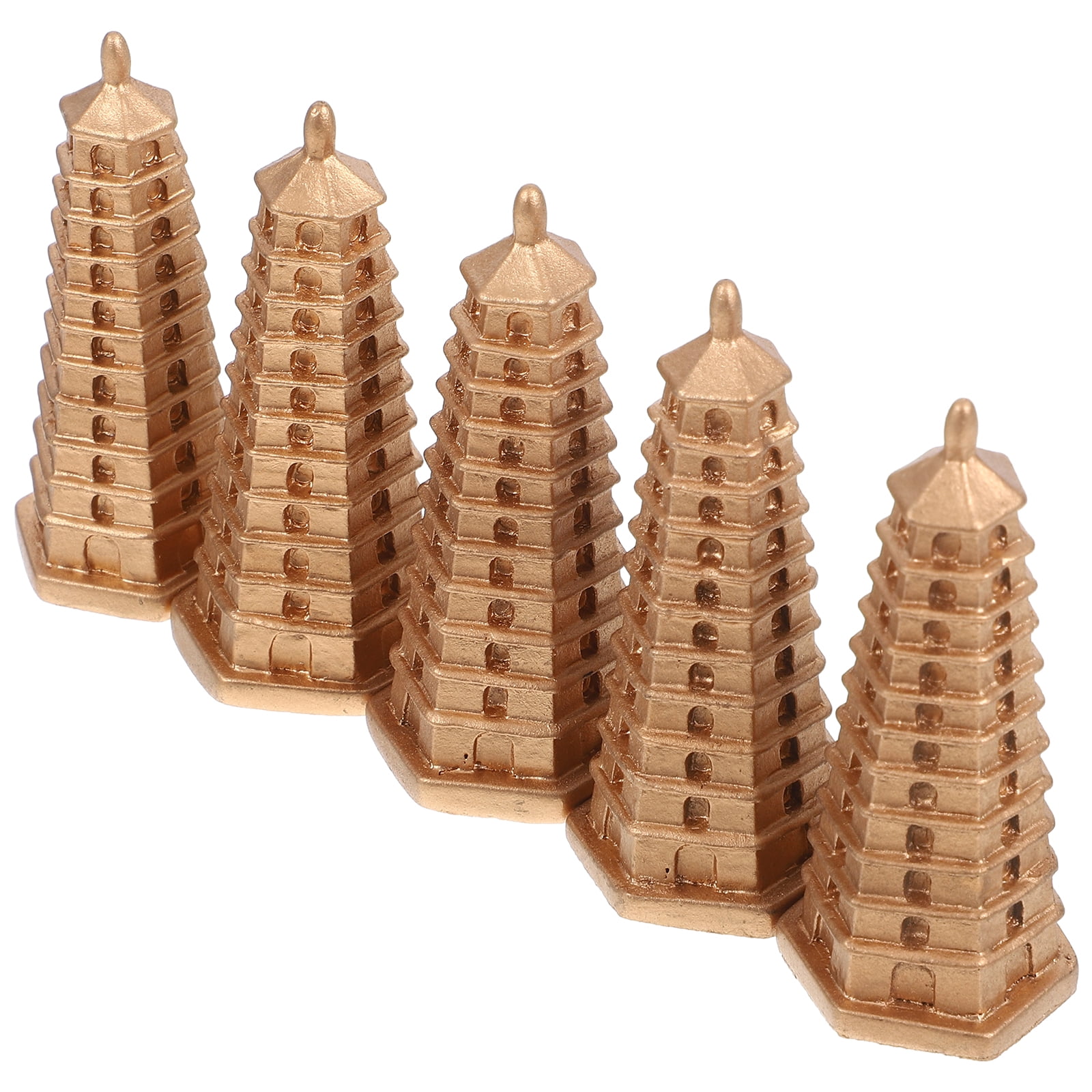 WORGEOUS 5pcs Traditional Tower Model Decorative Mini Resin Tower ...
