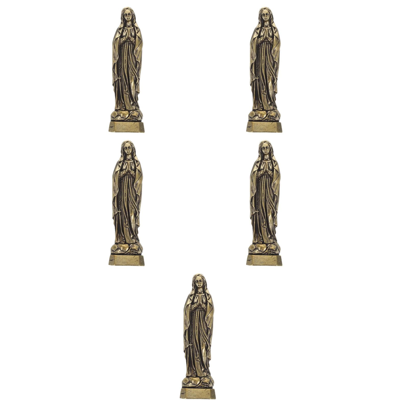 WORGEOUS 5pcs Virgin Mary Statue Figurine Miniature Brass Virgin Mary ...
