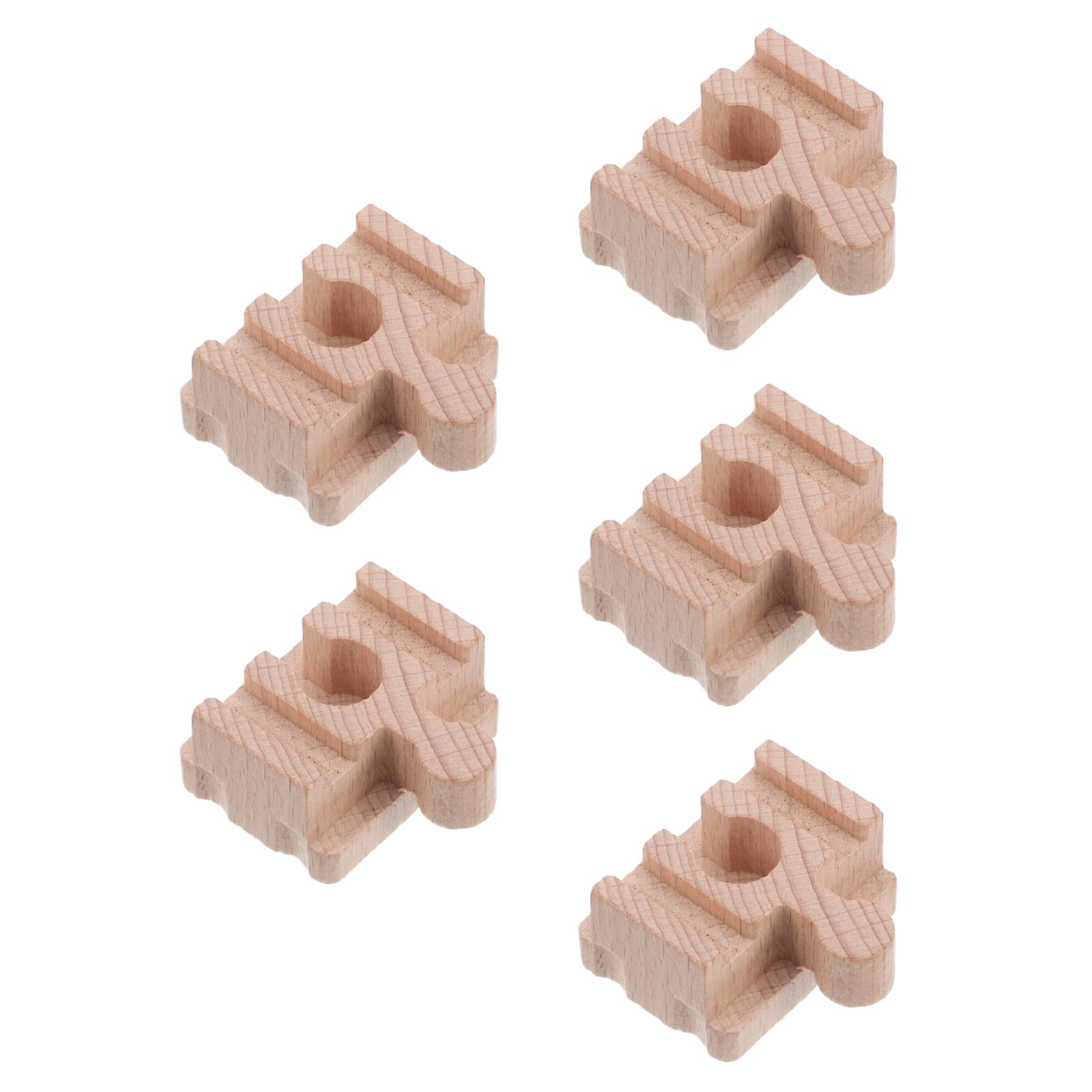 WORGEOUS 5pcs Wooden Train Track Accessories Short Straight Pieces ...