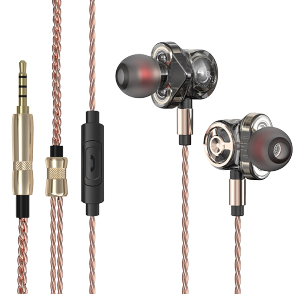 WORGEOUS 6 Driver Unit Earbuds with Mic Wired Earphone Stereo Sports ...