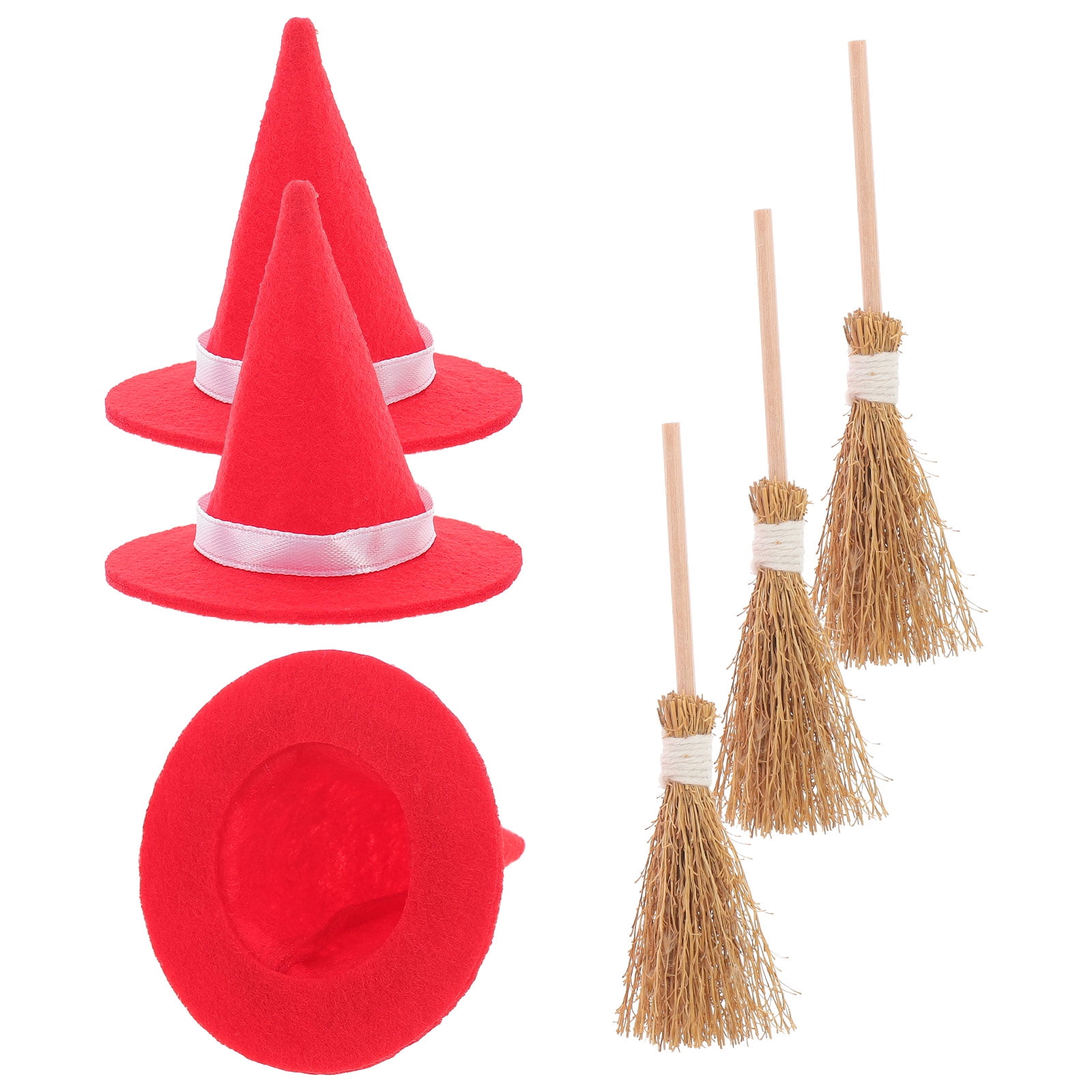WORGEOUS 6 Miniature Hats Set Red Felt Decoration For Party Props ...
