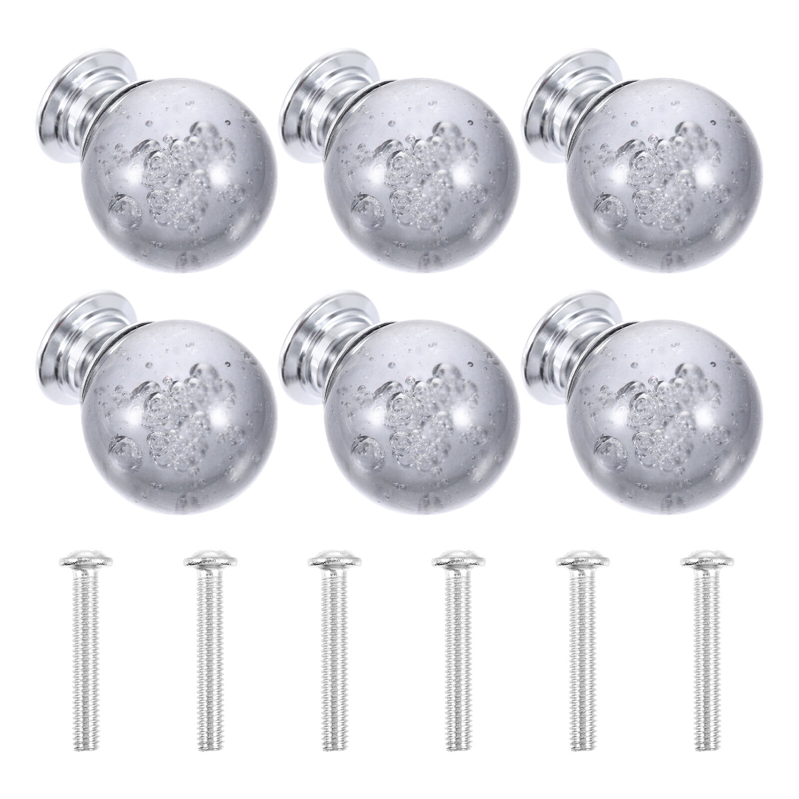 WORGEOUS 6 Pcs Crystal Drawer Pulls Transparent Cabinet Handles Bubble ...