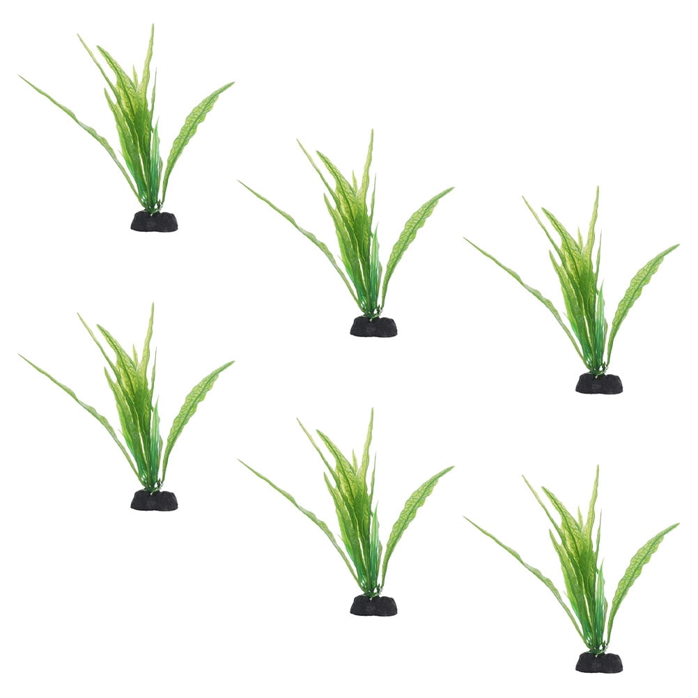 GETAJGHSD Artificial Fish Tank Grass Green 6Pcs 7.1Inx1.6Inx1In ...