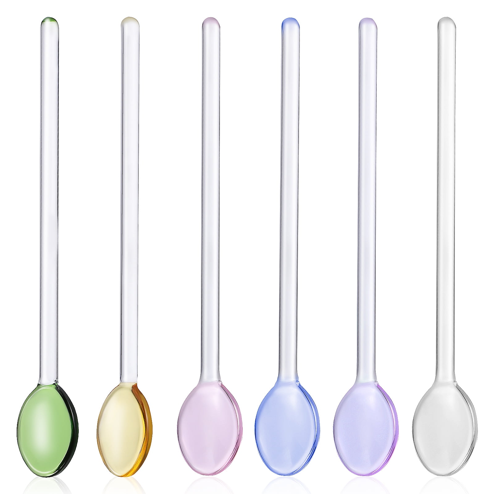 Worgeous 6 Pcs Glass Spoons Stirring For Drinks Coffee Condiment Serve ...