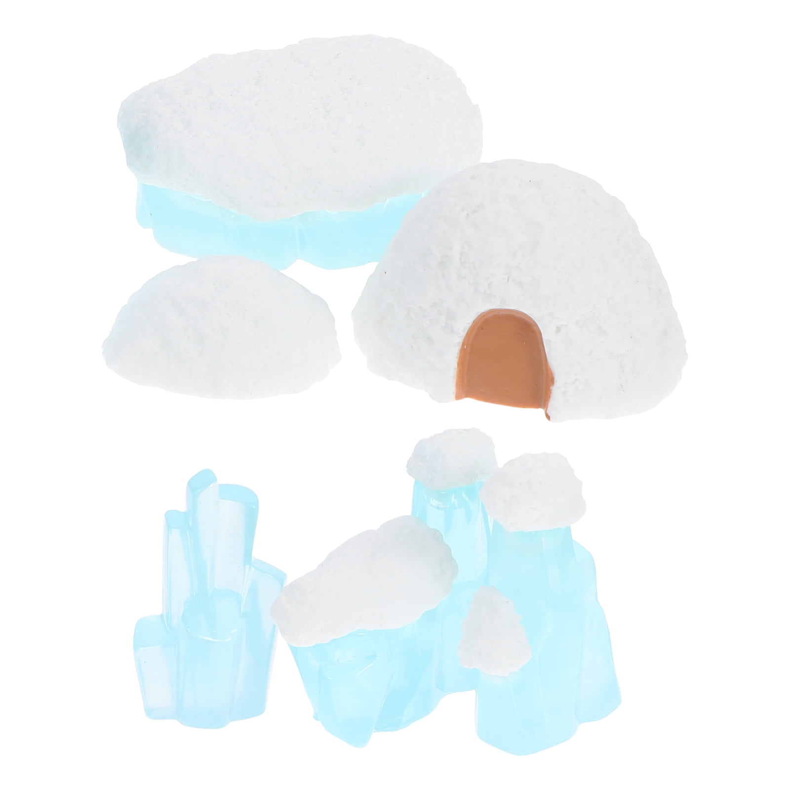 WORGEOUS 6 Pcs Miniature House And Arctic Landscape Resin Statues For ...