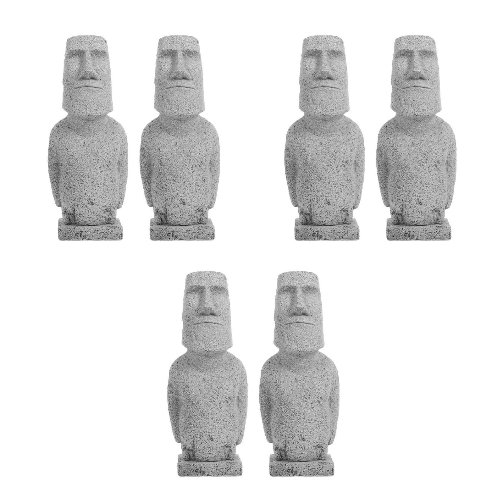 WORGEOUS 6 Pcs Moai Statue Decor for Home and Garden Easter Island Head ...