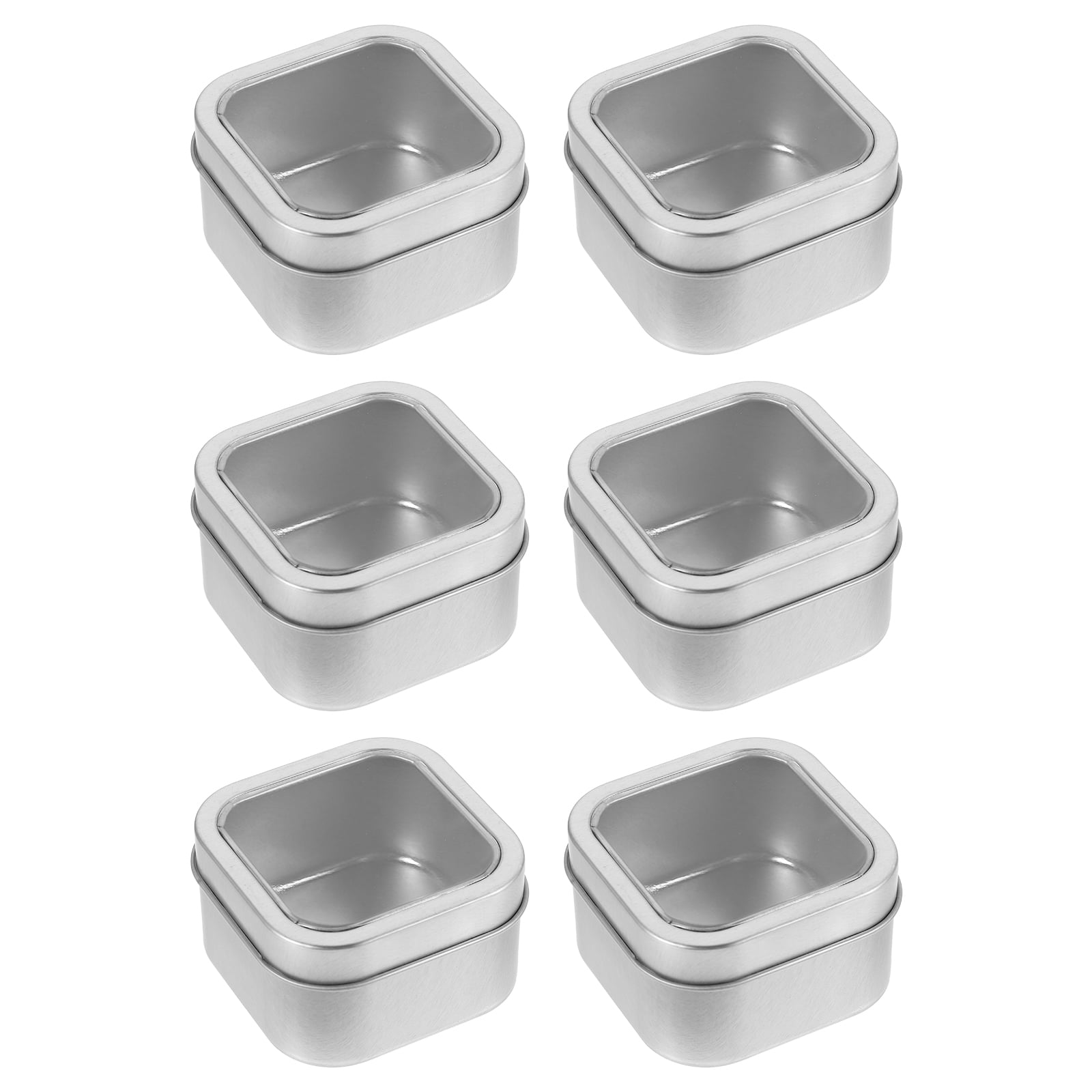 WORGEOUS 6 Pcs Tinplate Storage Tank Boxes Cards Bins with Lids Silver ...