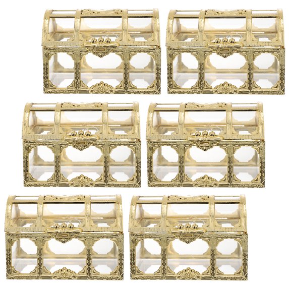 WORGEOUS 6 Pcs Wedding Treasure Box Sugar Retro Gold Plated Transparent ...