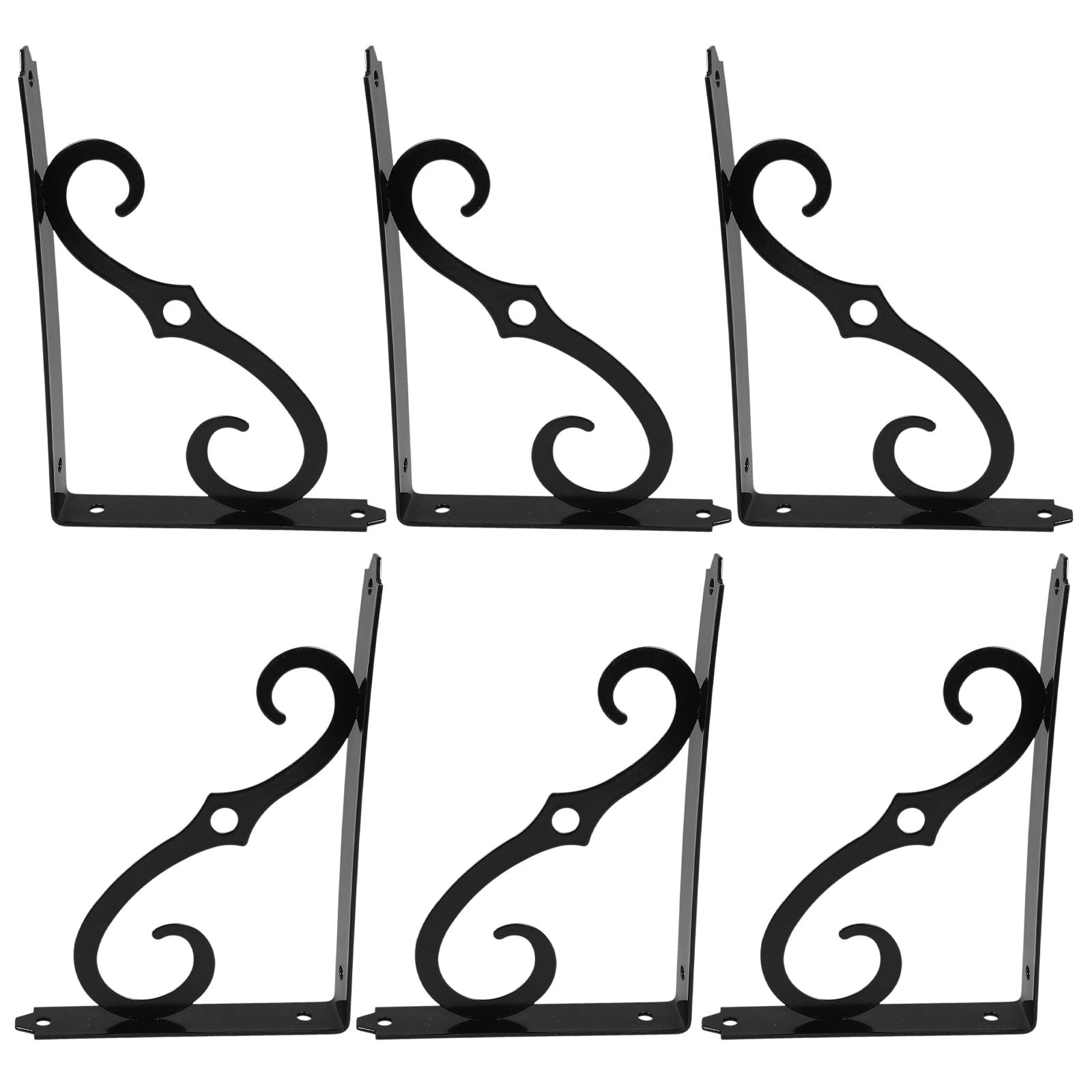 WORGEOUS 6 Pcs Work Bench Shelf Brackets Wall Shelves Pantry Book Black ...