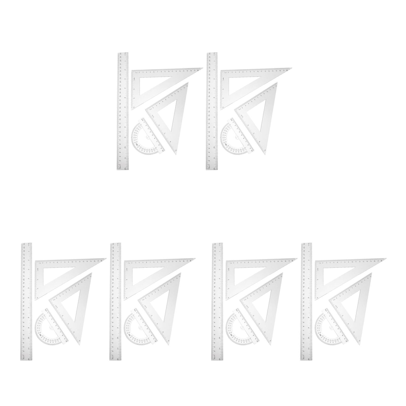 WORGEOUS 6 Sets Clear Ruler Clear Protractor Professional Triangle ...