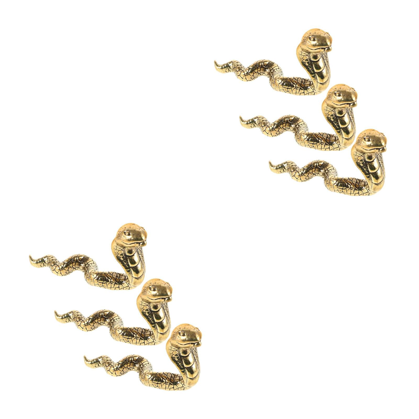 WORGEOUS 6 pcs Brass Snake Miniature Figurines Chinese Zodiac Year Of ...