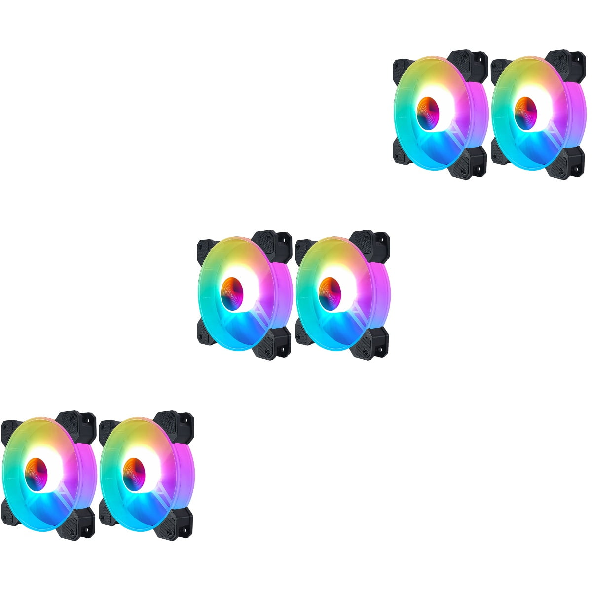 WORGEOUS 6 pcs Case Fans 14CM Desktop Computer RGB Fans Computer ...