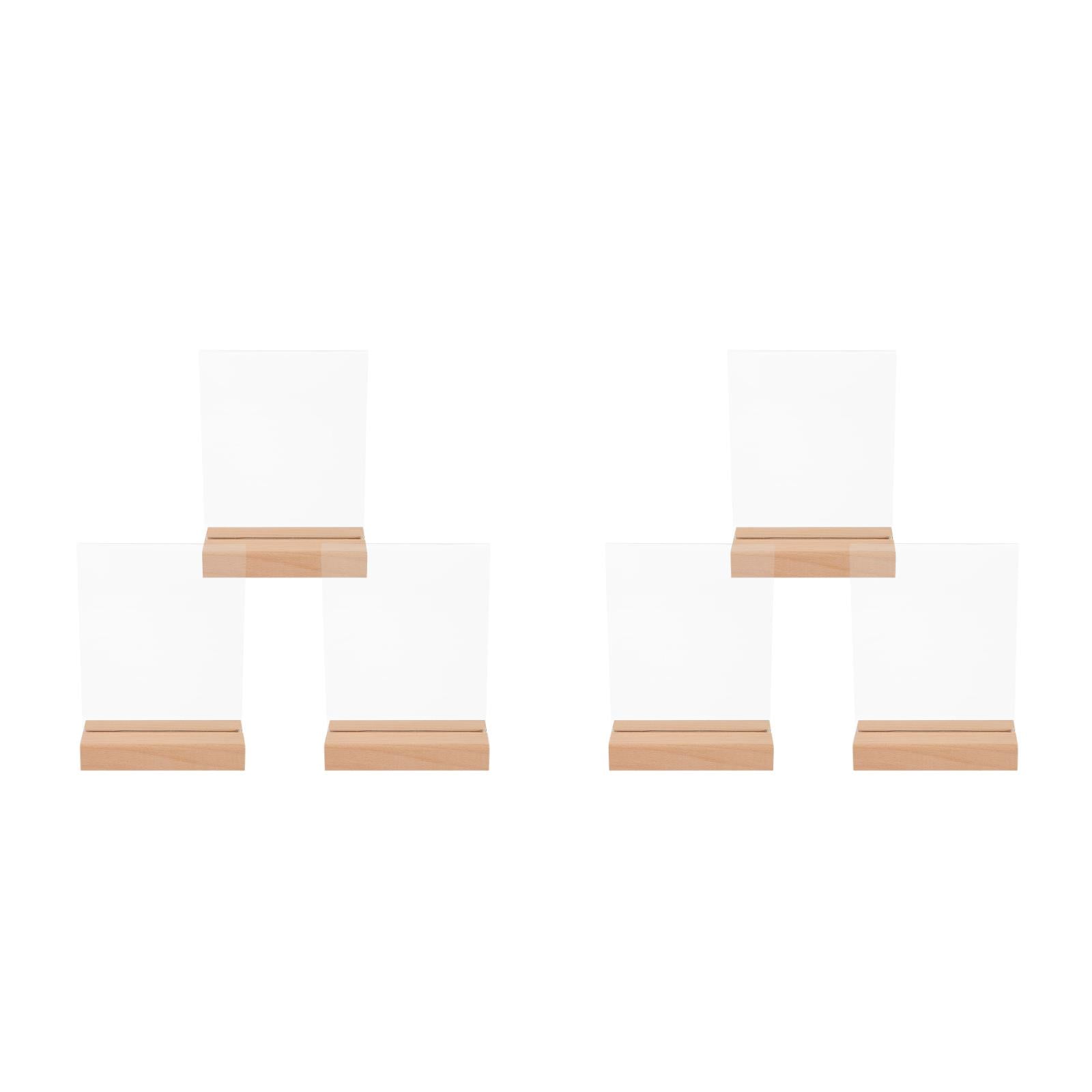 WORGEOUS 6 pcs Clear Display Holder Table Menu Display Holder Wood Base ...