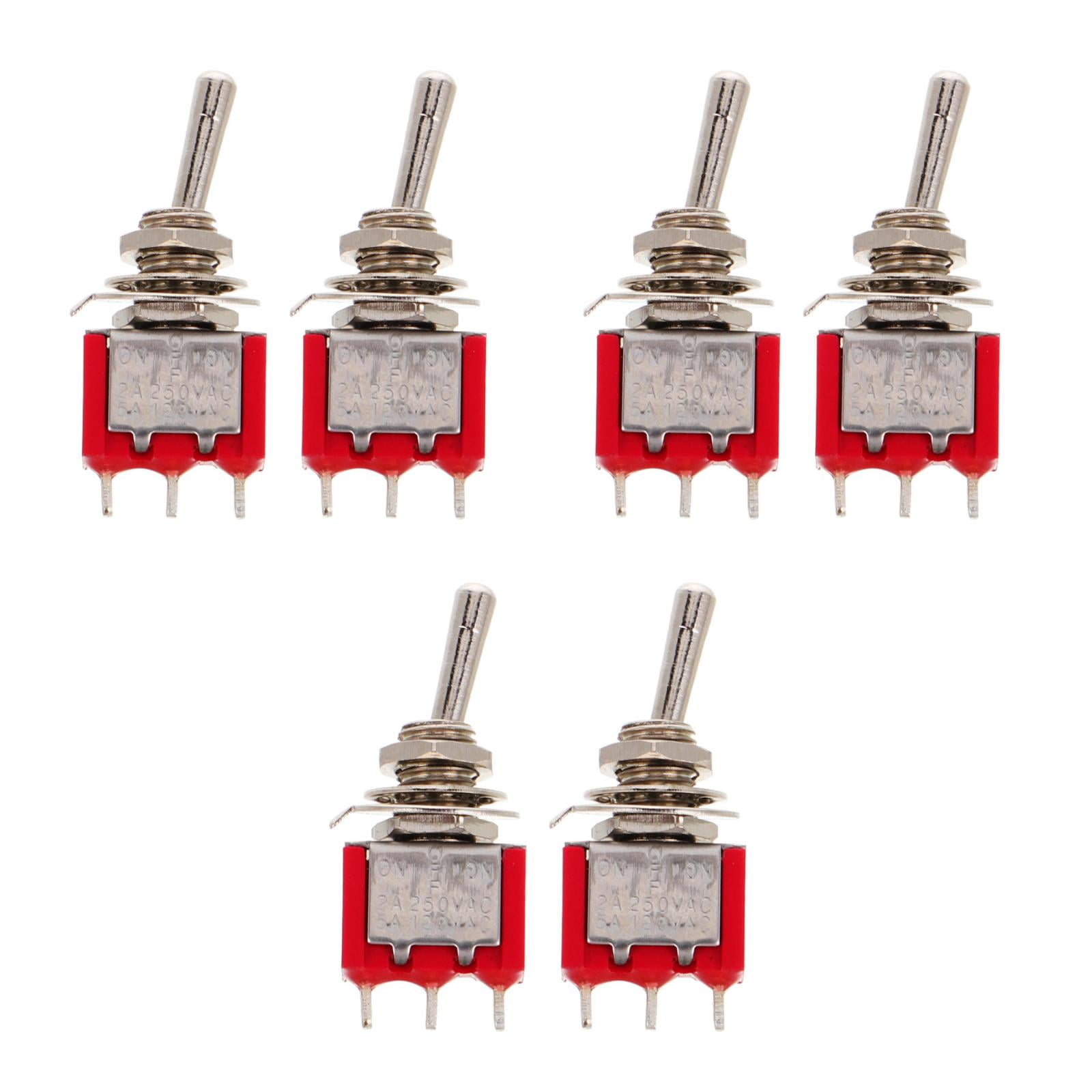 WORGEOUS 6 pcs Miniature Toggle Switch 3 Terminal 2 Position Small ...