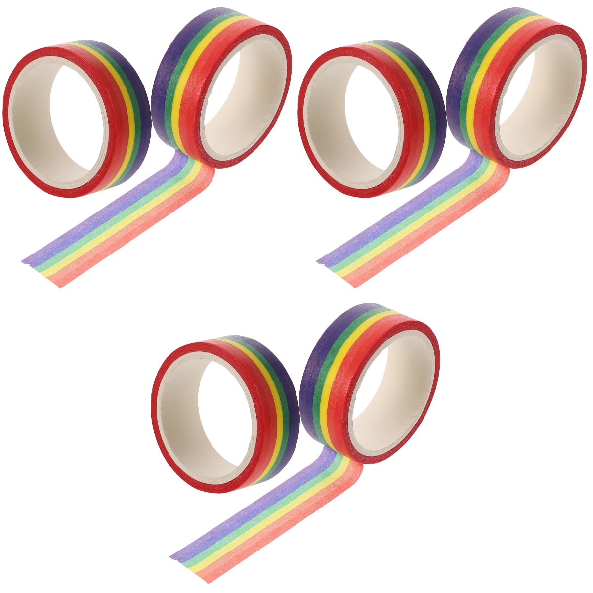 WORGEOUS 6 pcs Rainbow Stripe Scrapbook Decorative Tape Creative DIY ...