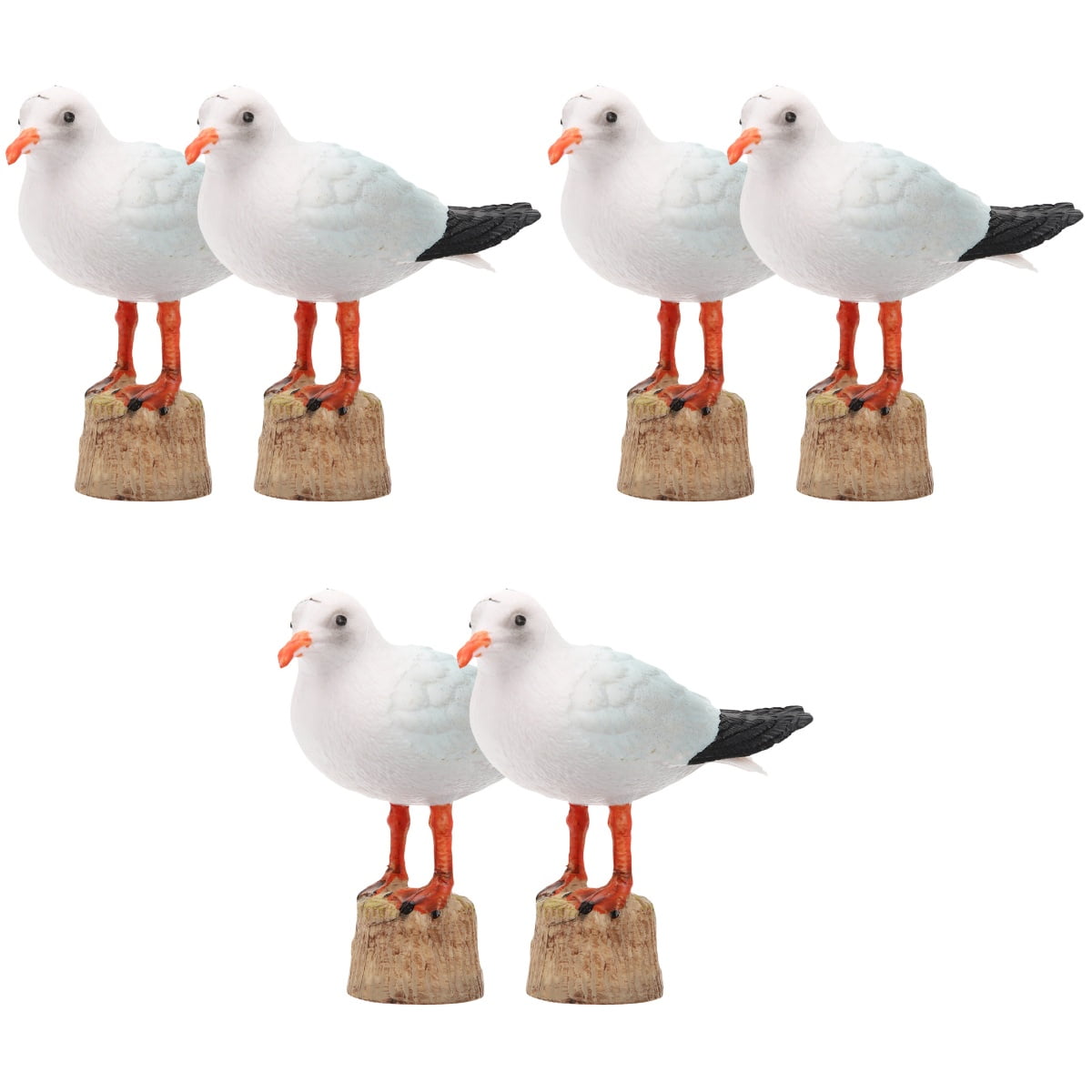 WORGEOUS 6 pcs Seagull Bird Figurine Plastic Bird Statue Small Seagull ...