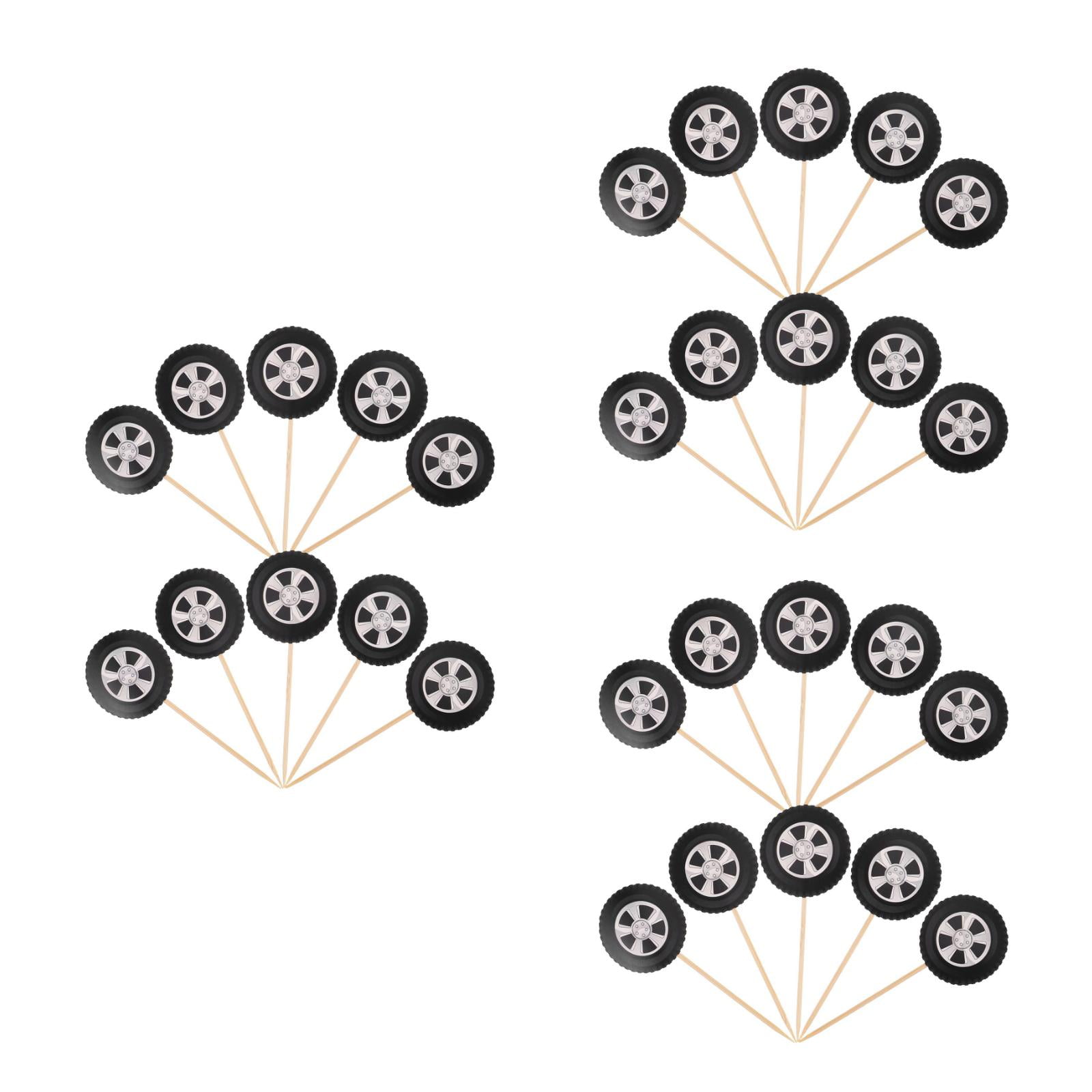 WORGEOUS 60 pcs Racing Wheel Cake Topper Dessert Cupcake Topper Inserts ...