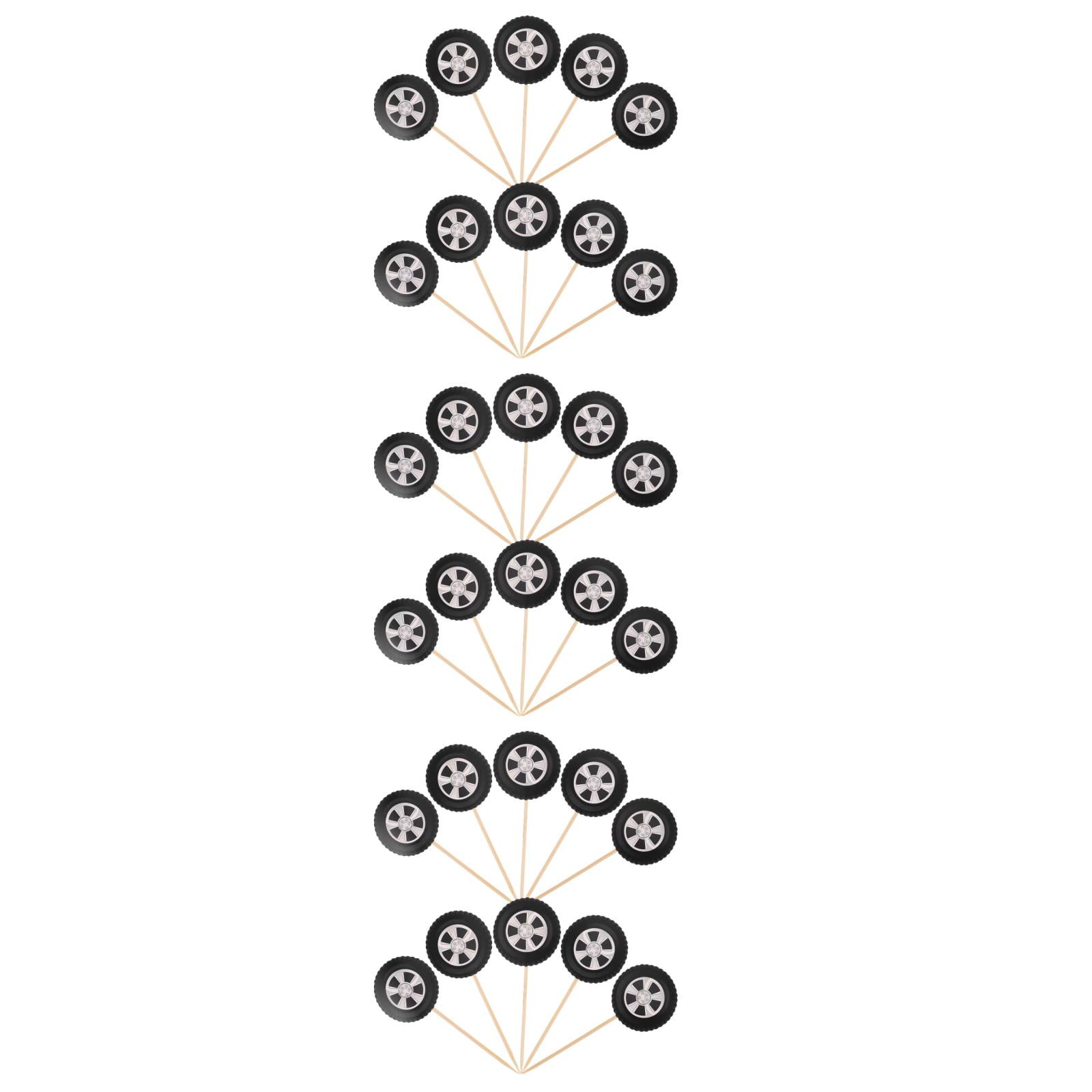 WORGEOUS 60 pcs Racing Wheel Cake Topper Inserts Cake Decorations Kid ...