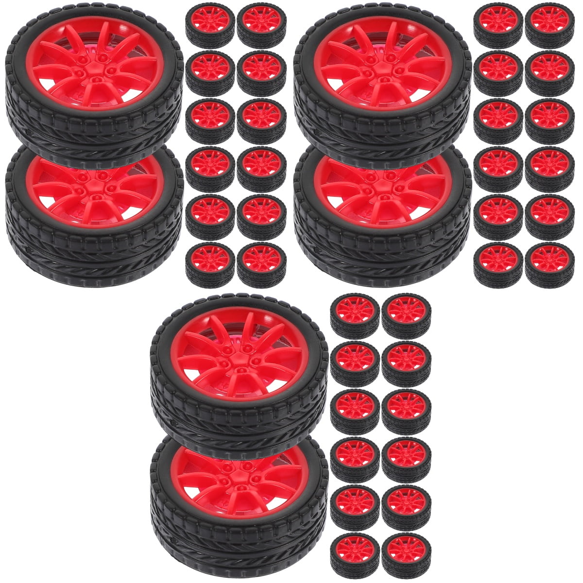 WORGEOUS 60 pcs Toy Wheels Toy Car Wheels Replacement Car Wheels DIY ...