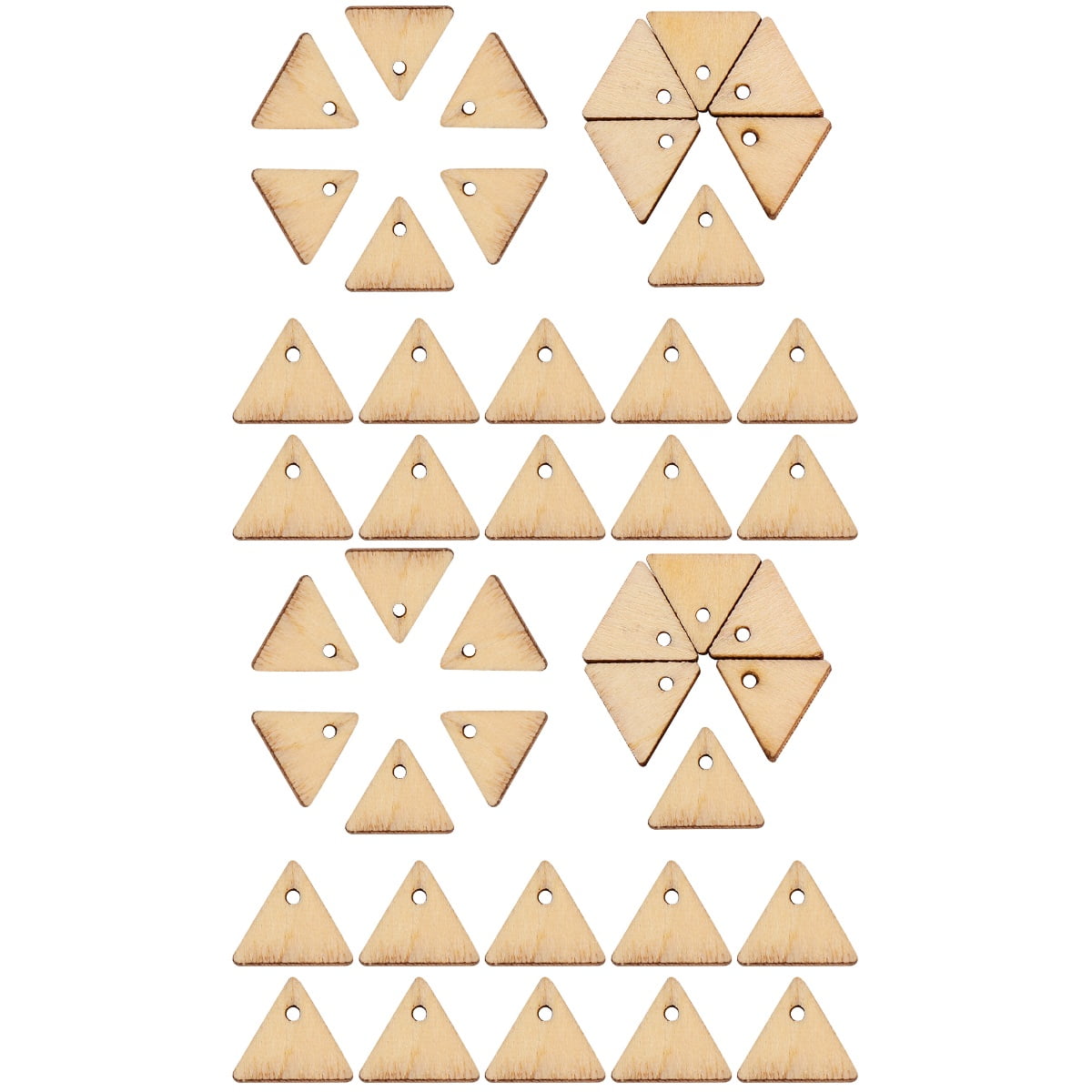 WORGEOUS 600 pcs Decorative Triangle Wood Pieces with Hole Unfinished ...