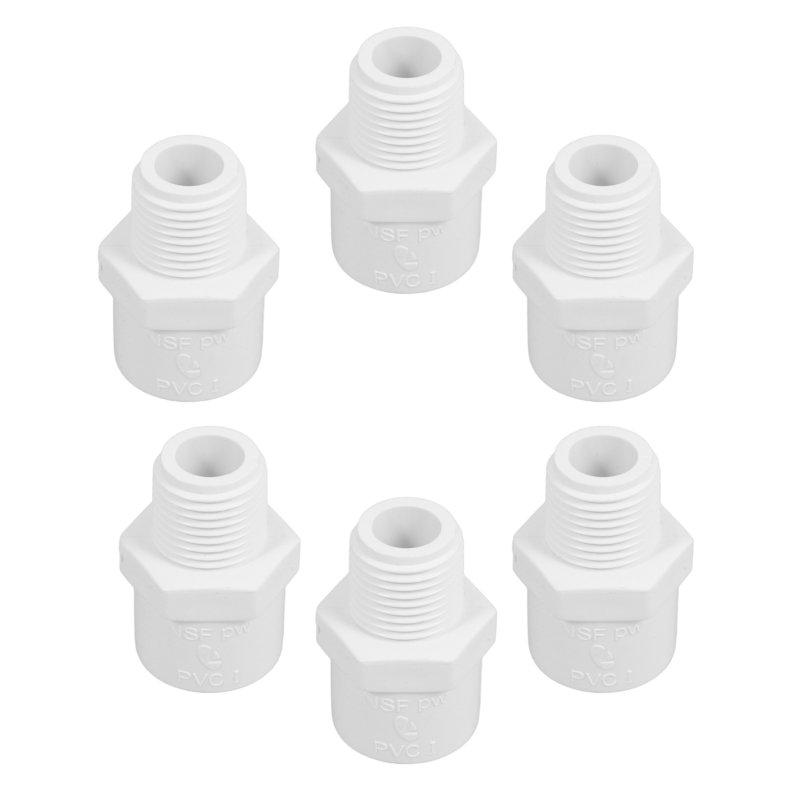 WORGEOUS 6Pcs PVC Pipe Fittings 1/2 NPT Male Thread PVC Pipe Fitting ...