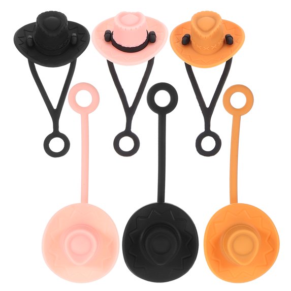 WORGEOUS 6Pcs Silicone Straw Toppers Reusable Drinking Straw Caps Hat ...